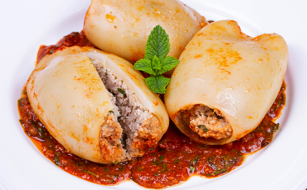 Calamars farcis à la viande - Recettes Italiennes