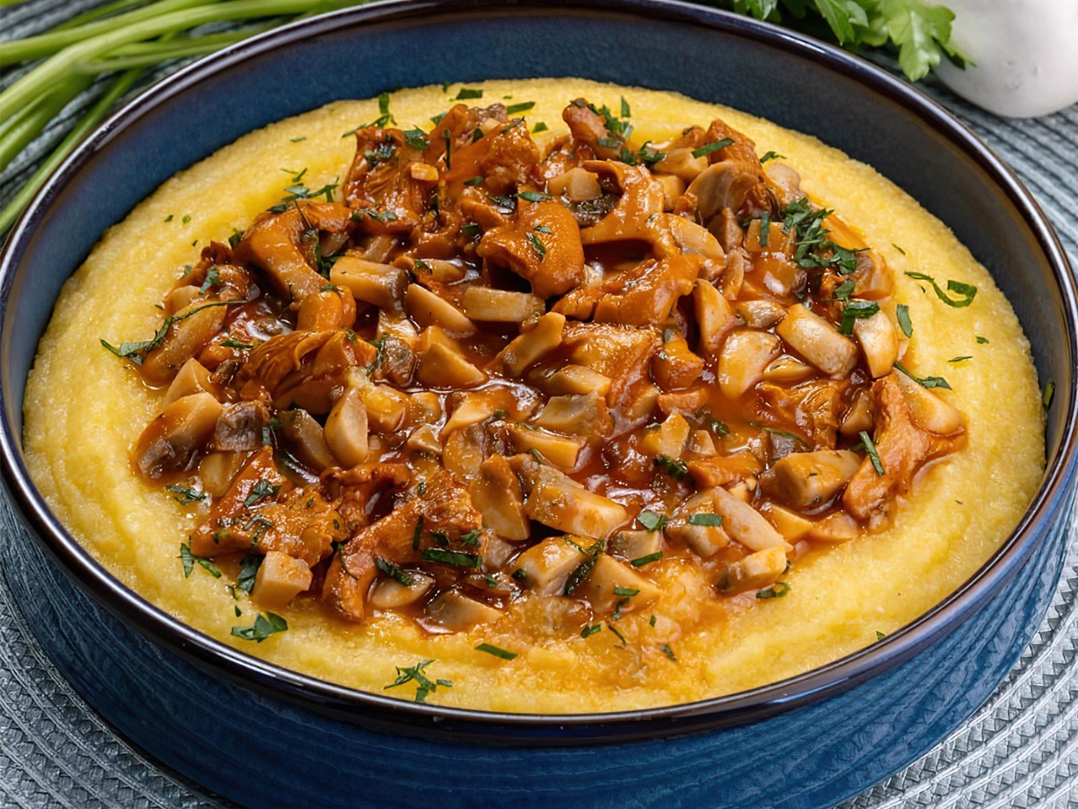 Polenta et champignons - Recettes Italiennes